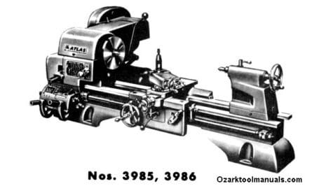 ATLAS-CRAFTSMAN 3986 & 3985 12" Metal Bench Lathe Instructions and ...