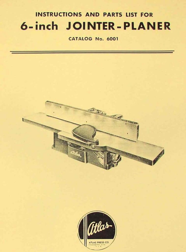 Atlas 6" Jointer 6001 Instruction and Parts Manual - Ozark Tool Manuals ...