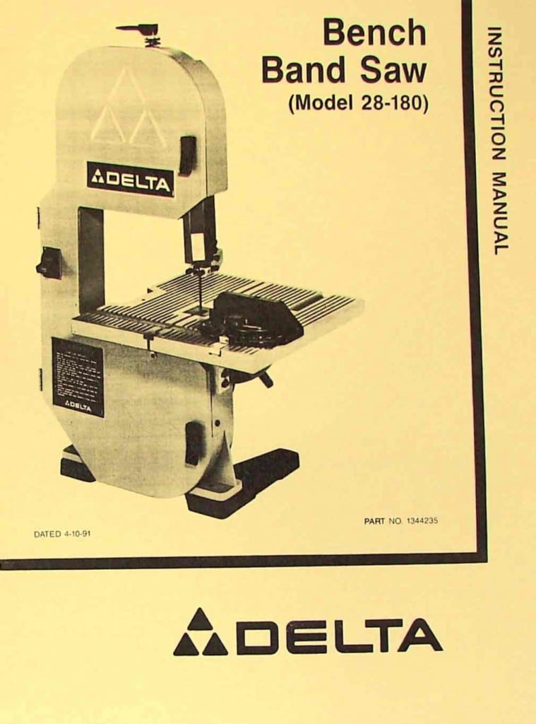 DELTA 28-180 Bench Band Saw Instruction & Parts Manual - Ozark Tool ...