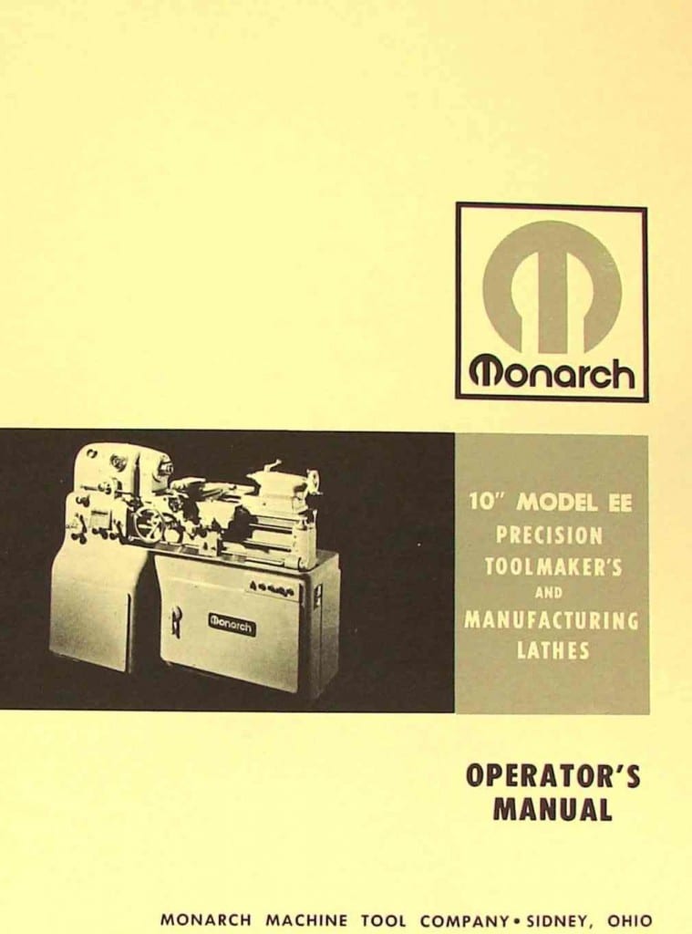 MONARCH 10EE Metal Lathe Operator's Manual - Ozark Tool Manuals & Books