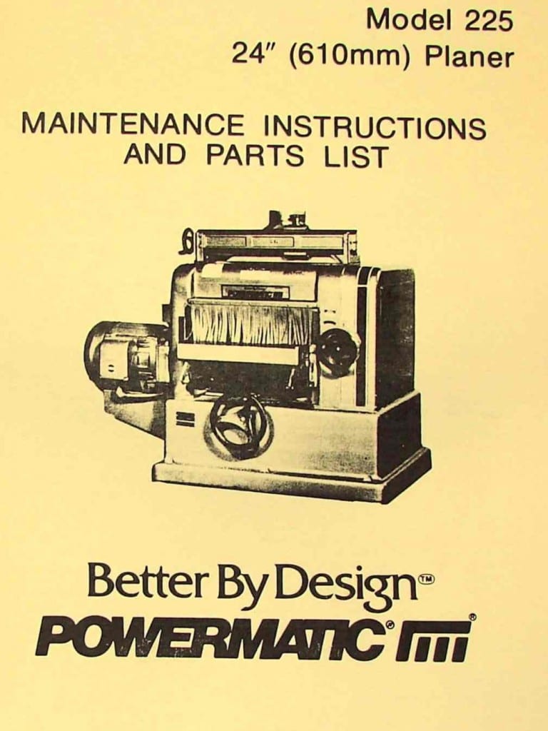 POWERMATIC 225 24-inch Planer Operator-Parts Manual - Ozark Tool ...
