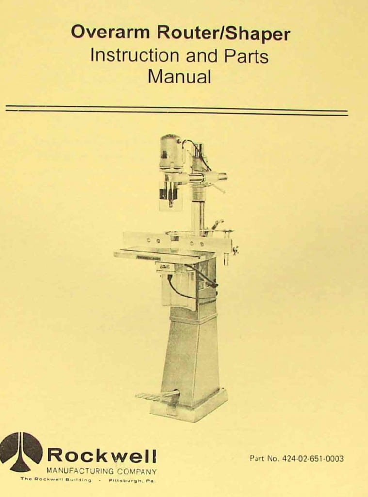 ROCKWELL Overarm Router/Shaper Operating & Parts Manual - Ozark Tool ...