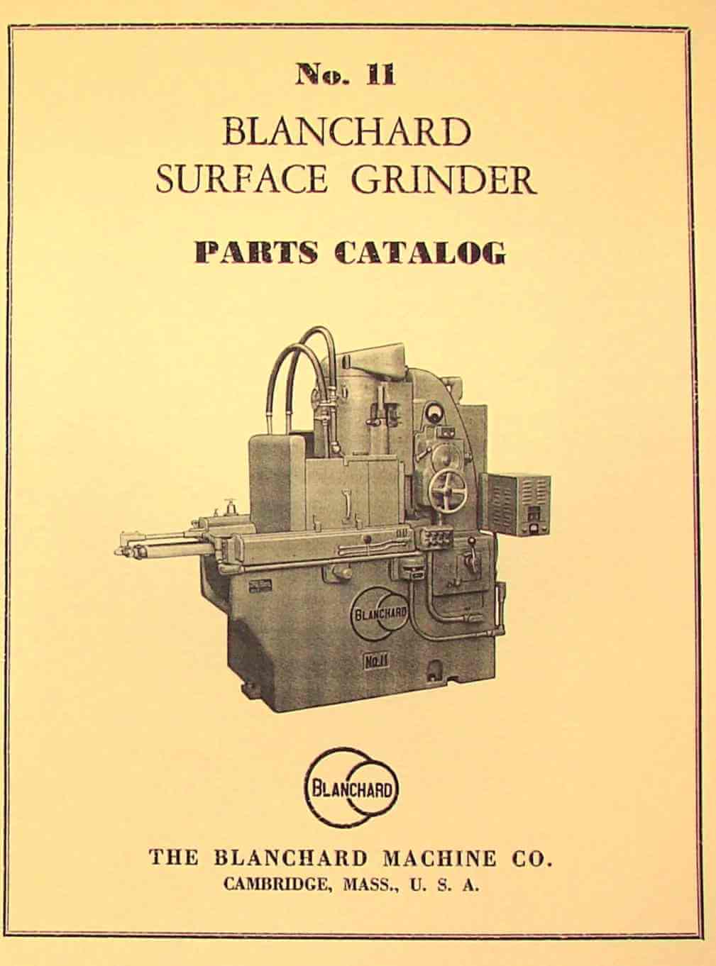 BLANCHARD 11 Surface Grinder Parts Manual - Ozark Tool Manuals & Books