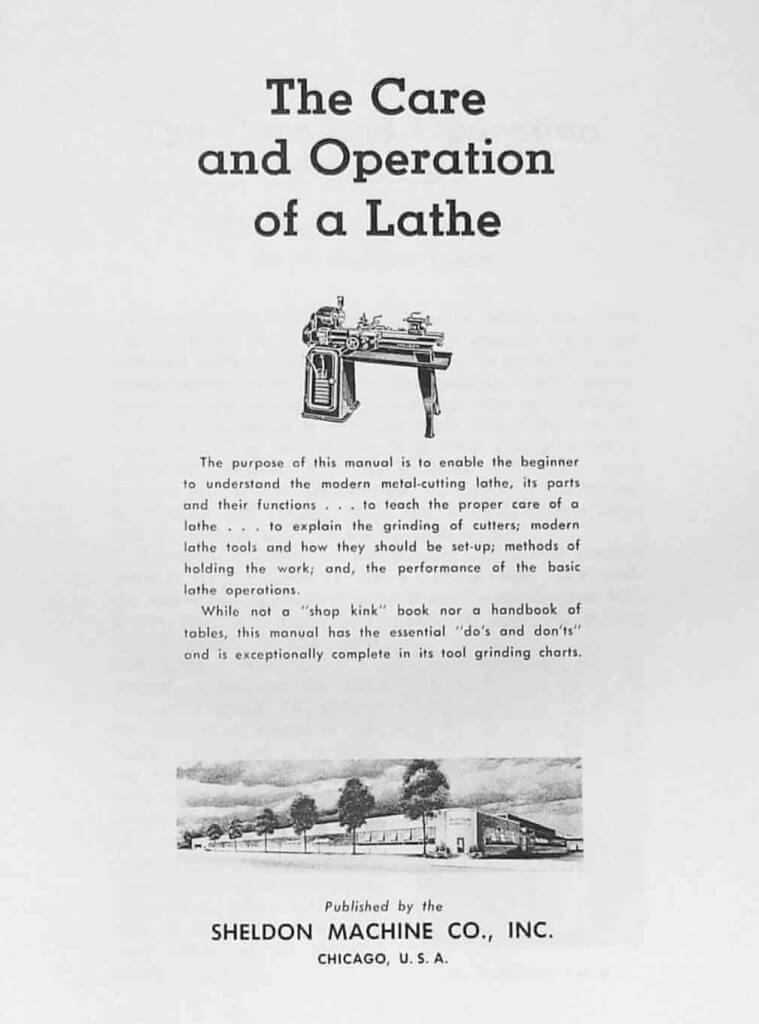 SHELDON The Care and Operation of a Lathe Operator's Manual Book ...