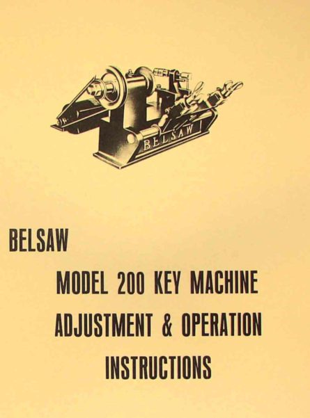 BELSAW 200 Key Maker Machine Instructions & Parts Manual - Ozark Tool ...
