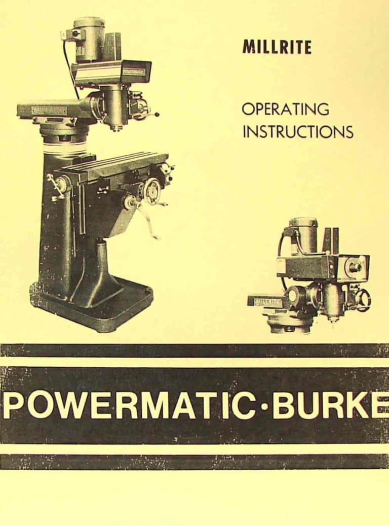 POWERMATIC Millrite Vertical Milling Machine Operator's Manual - Ozark ...