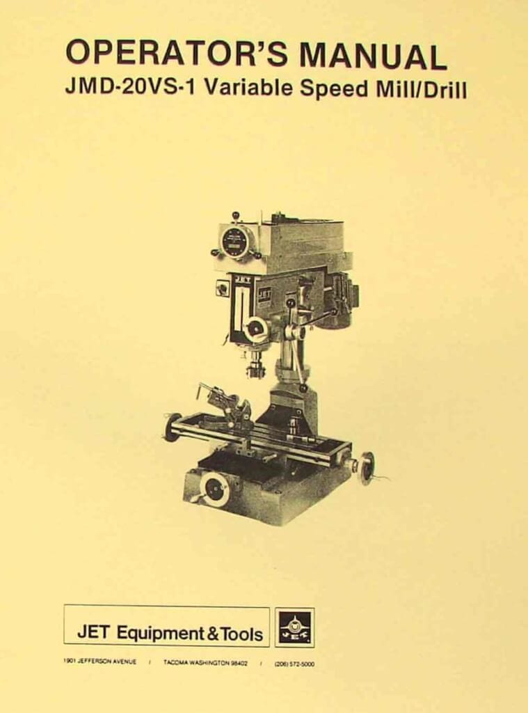 JET-Asian JMD-20VS-1 Drill Milling Machine Operator's & Parts Manual ...