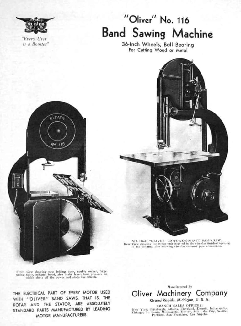 OLIVER No. 116 36" Band Saw Operating Instructions and Parts Manual ...