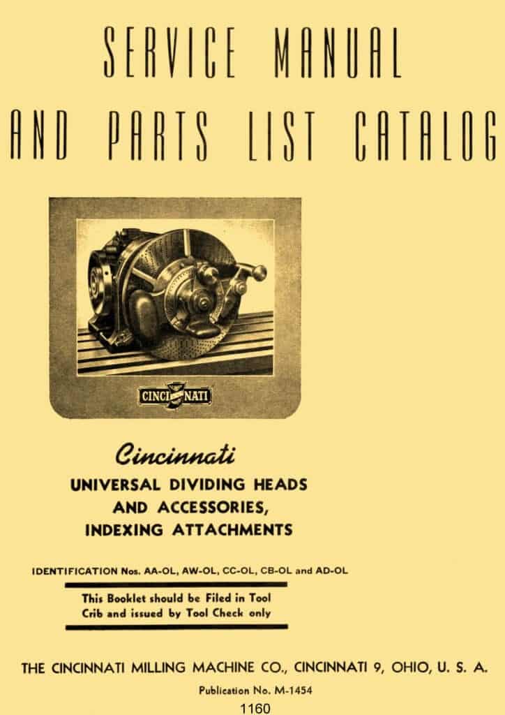 Cincinnati 10"-12"-14" Universal Dividing Heads, Accessories, and ...