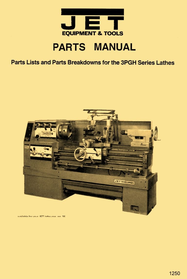 JET Model 3PGH 14x40 Metal Lathe 1440 Wiring Diagram & Parts Manual ...