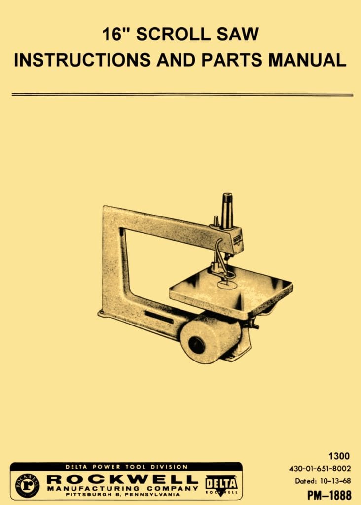 DELTA-Rockwell 16" Scroll Saw 4C-170, 40-100, 40-102 Owner's ...