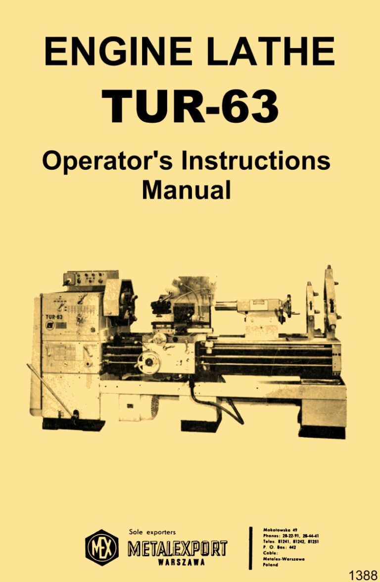 TUR-63 Toolmex, Wafum, Polamco Metal Lathe Operator Instructions Speed ...