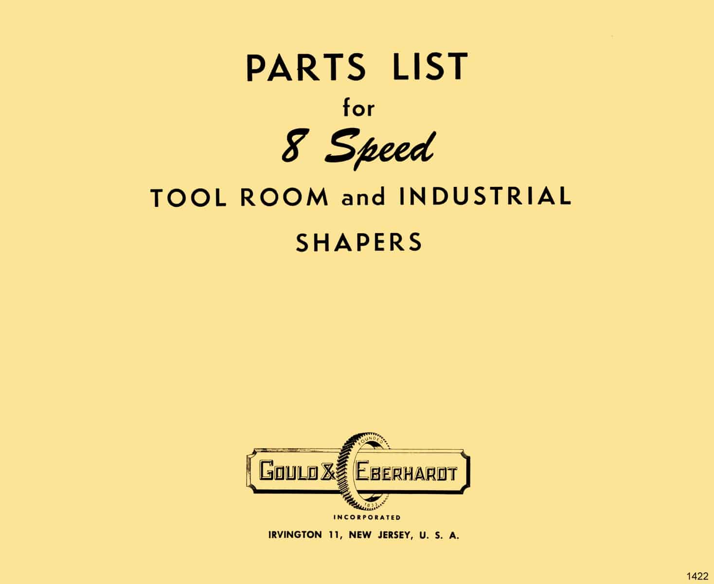 GOULD & EBERHARDT 8-Speed Tool Room & Industrial Metal Shapers Parts ...