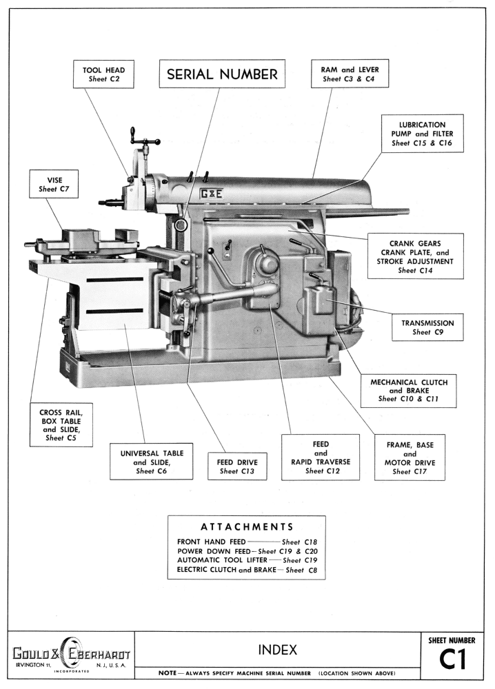 GOULD & EBERHARDT 16-Speed Tool Room & Industrial Metal Shapers Parts ...