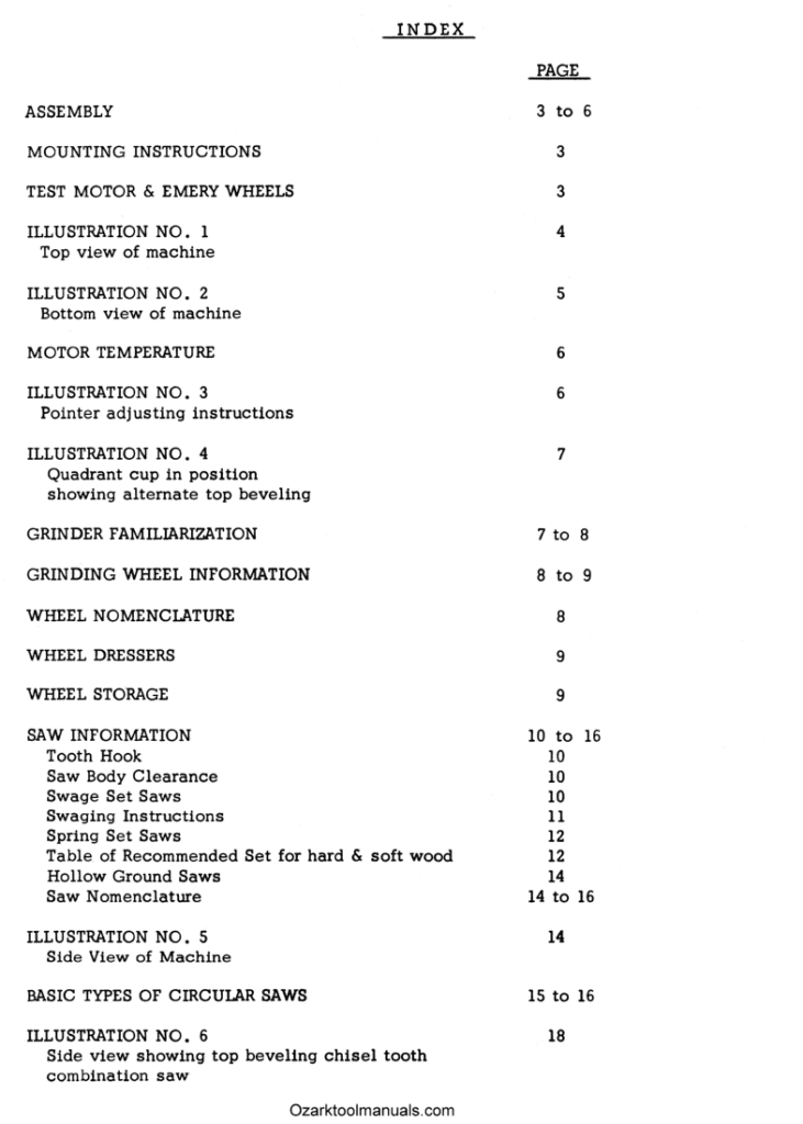 FOLEY 360 Circular Saw Grinder Owner Instructions & Parts Manual ...