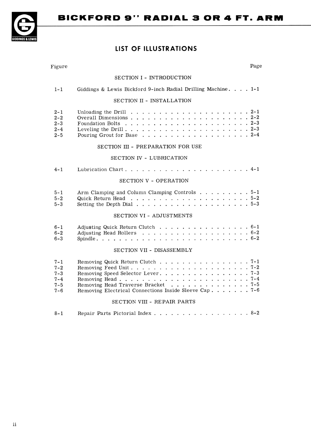 Gidding & Lewis Bickford - Ozark Tool Manuals & Books