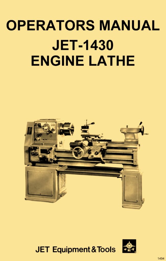 JET 1430 Metal Lathes Operators - Ozark Tool Manuals & Books