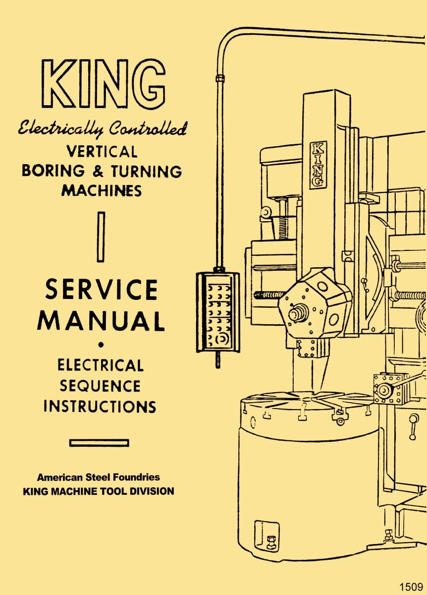 King Electrical Wiring Service Manual for VTL Vertical Boring Mill ...