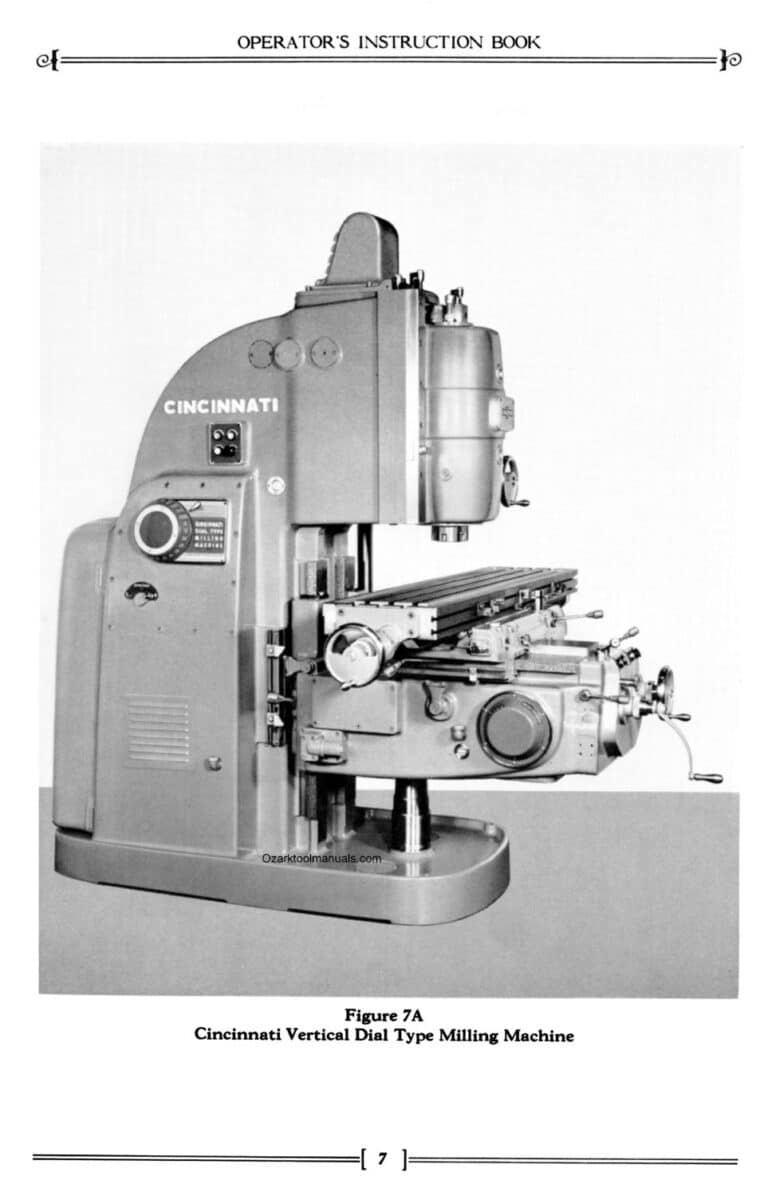 Cincinnati Dial Type Horizontal Vertical Milling Machines Operator's ...