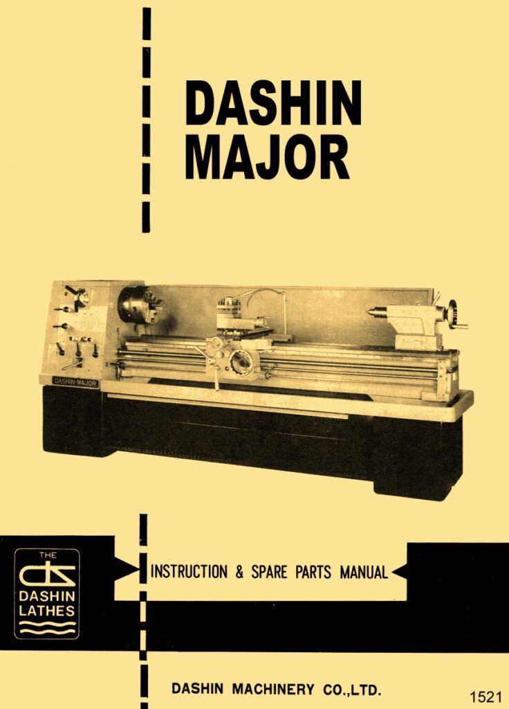 DASHIN SHARP MAJOR 18", 20", 22" Metal Lathe Instructions & Parts ...