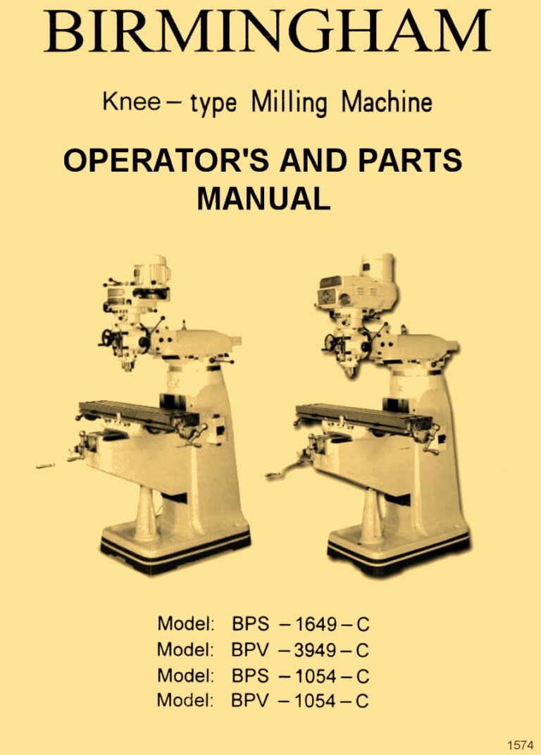 Birmingham Step-Pulley & Variable Speed Milling Machines Instructions ...