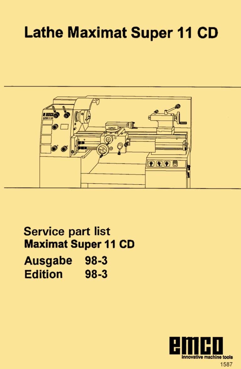 EMCO Maximat Super 11 CD Metal Lathe Service Parts Manual - Ozark Tool ...