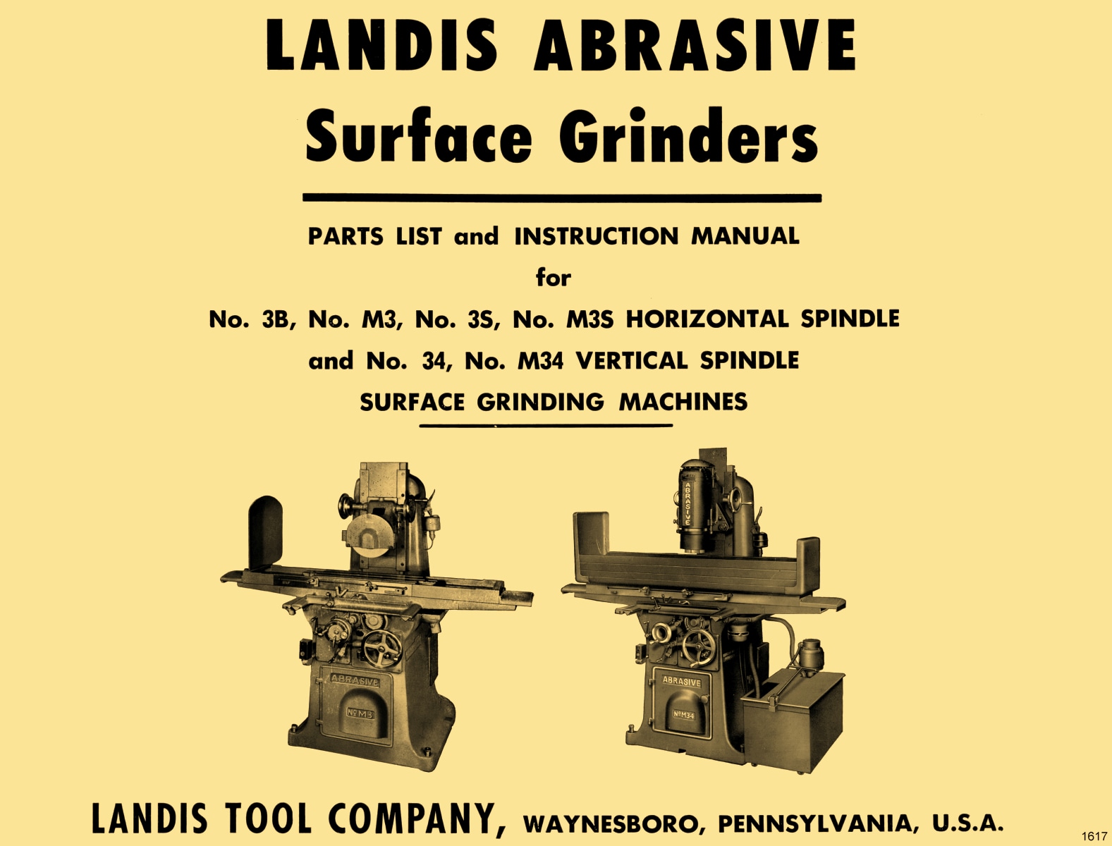 Abrasive Landis 3B, M3, 3S, M3S, 34, M34 Surface Grinder Owner Operator ...