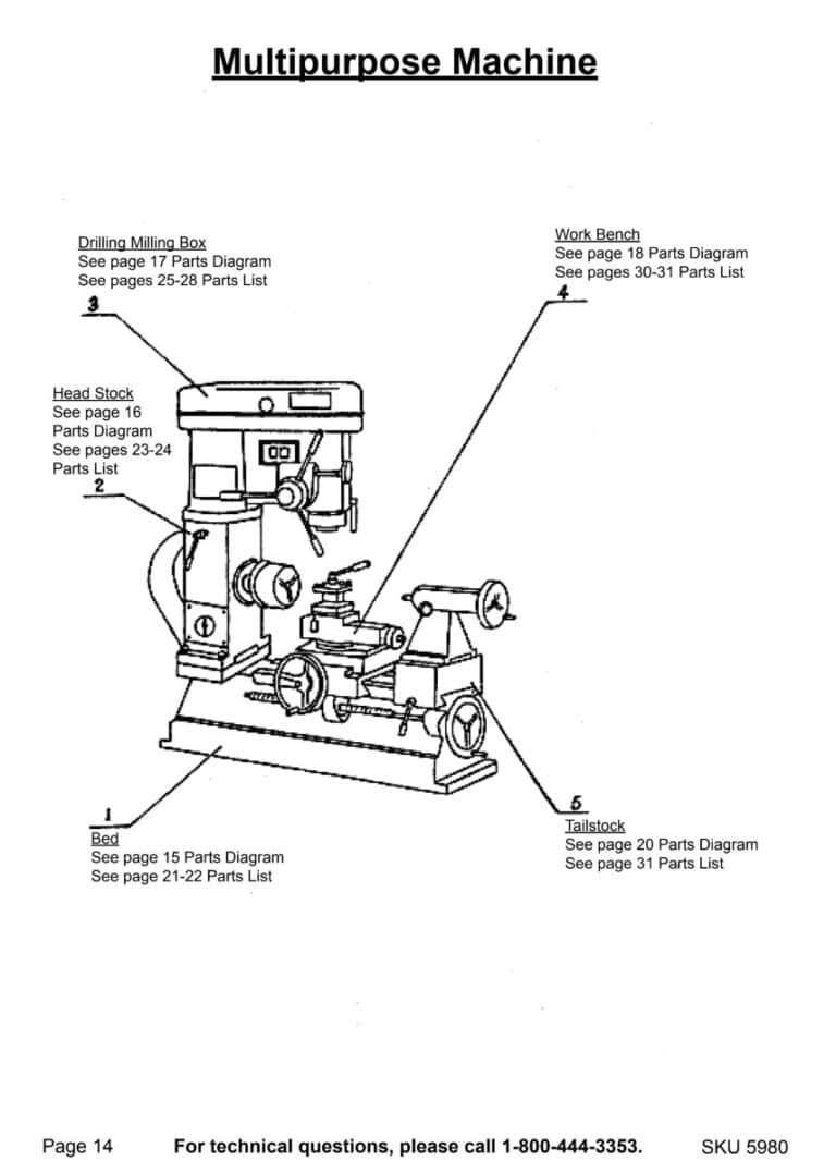 Central Machinery 5980 Lathe/Milling Machine Combo Owner's Operator's ...
