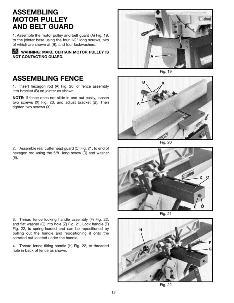 Delta 6" Deluxe Jointer 37-190 Owner Instruction Service Parts Manual ...