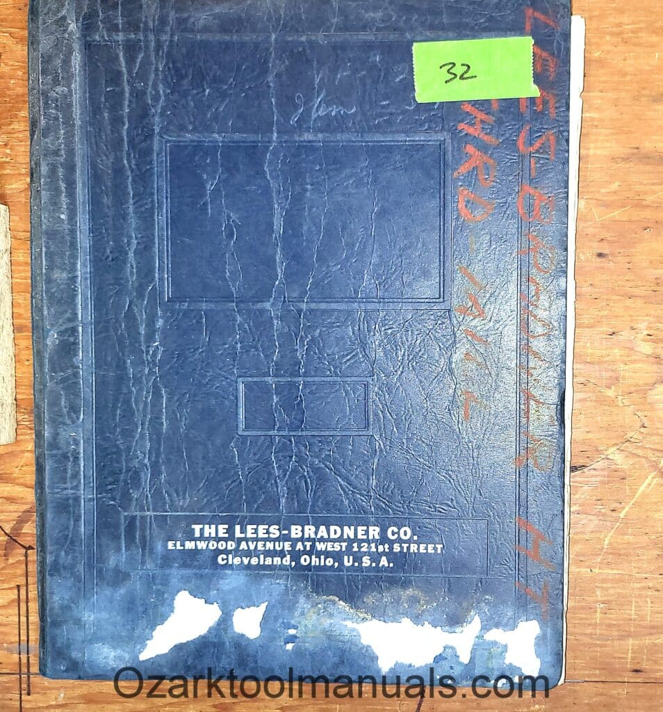 Lees-Bradner Model HT Thread Milling Machine Installation Service Parts ...