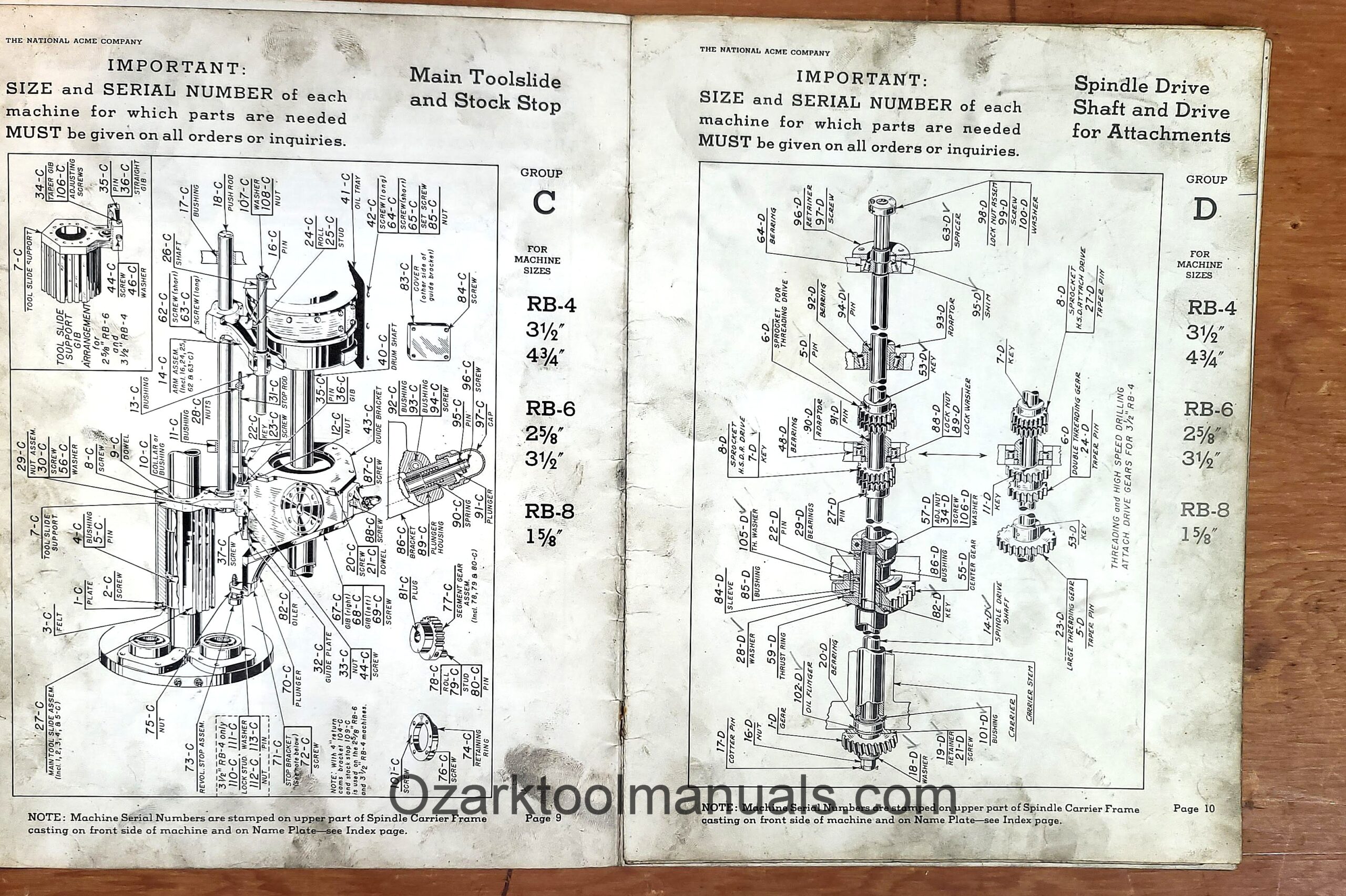 Acme-Gridley RB-4 3.5", 4.75" RB-6 2.625" R-8 1.625" Automatic Bar ...
