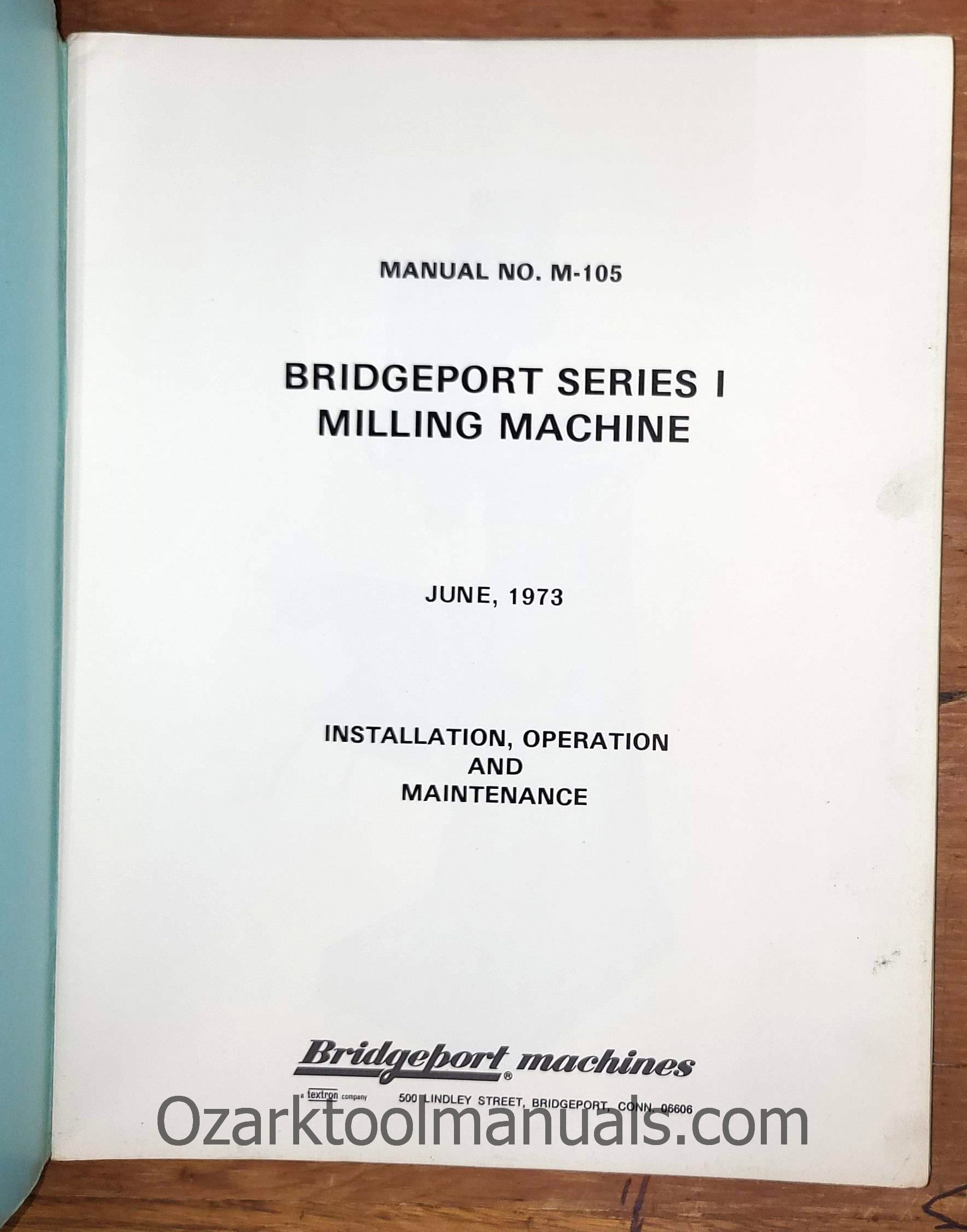 Bridgeport Series 1 J Head Step-Pulley Knee Milling Machine Operator ...