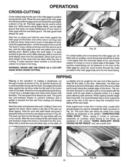 DELTA 34-670 10" Motorized Table Saw Instructions & Parts Manual ...