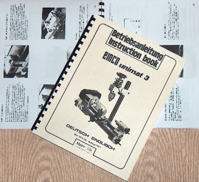 EMCO Unimat 3 Mill Metal Lathe Instruction Manual - Ozark Tool Manuals ...