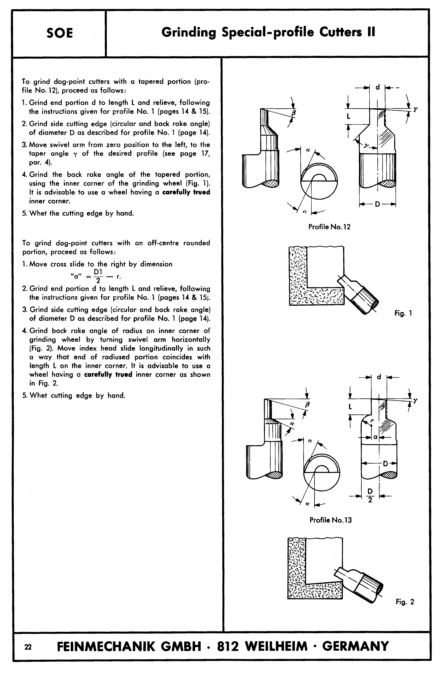 DECKEL SOE Universal Tool Cutter D-Bit Grinder Owner Operator's Manual ...